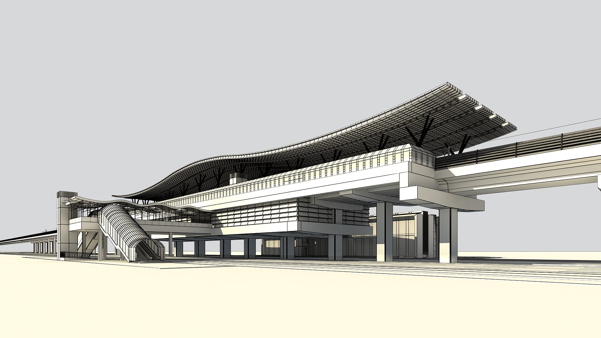 3D Model Light Rail Station 02 - TurboSquid 1720229