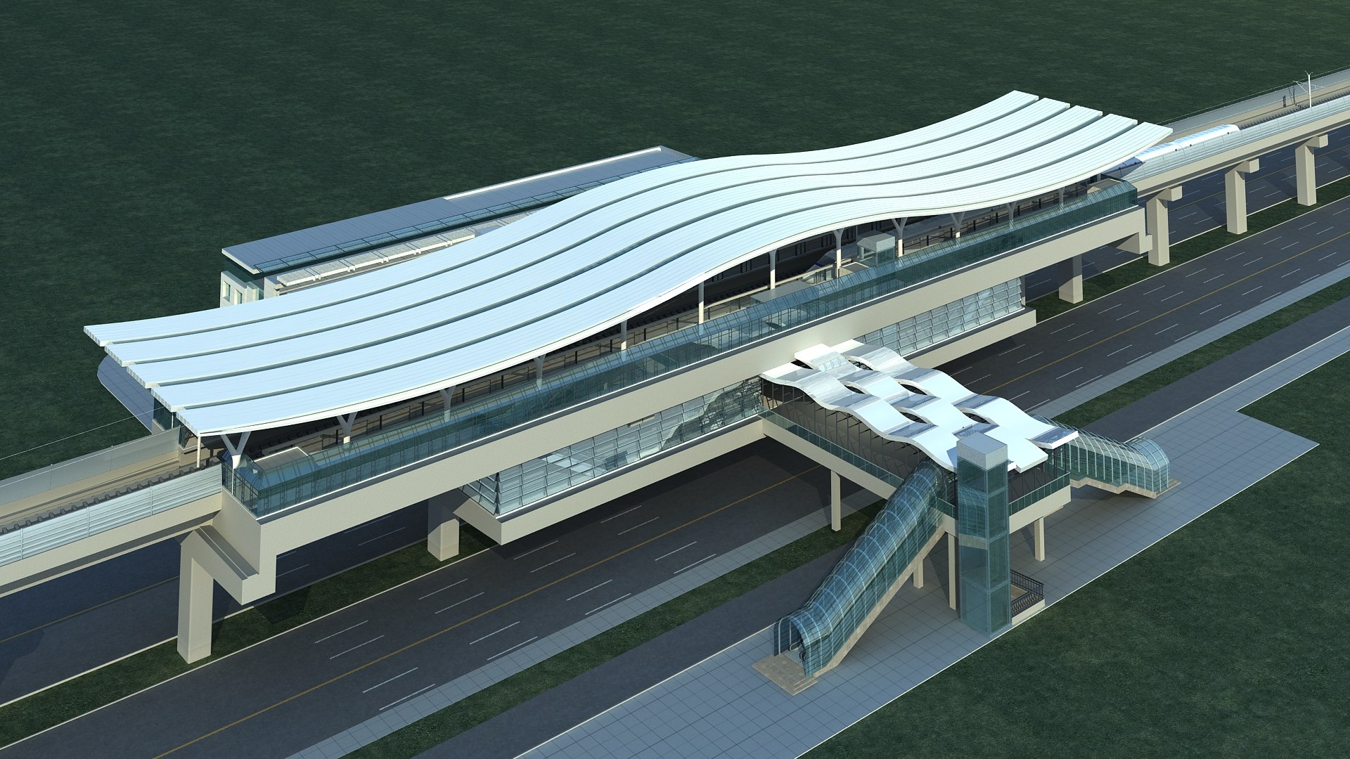 3D Model Light Rail Station 02 - TurboSquid 1720229