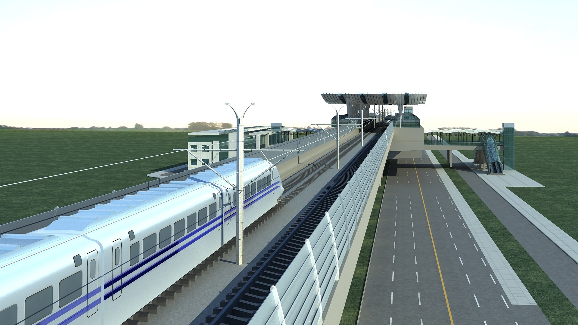 3D Model Light Rail Station 02 - TurboSquid 1720229
