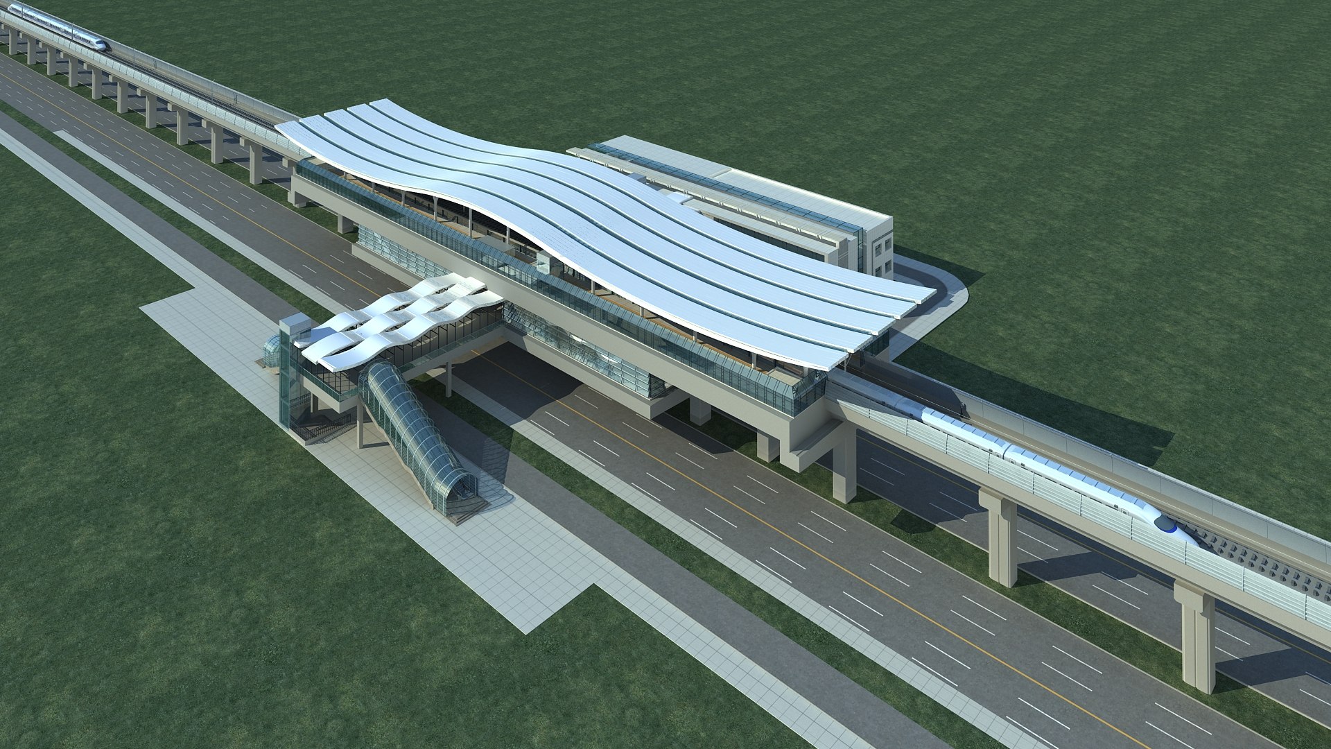 3D Model Light Rail Station 02 - TurboSquid 1720229