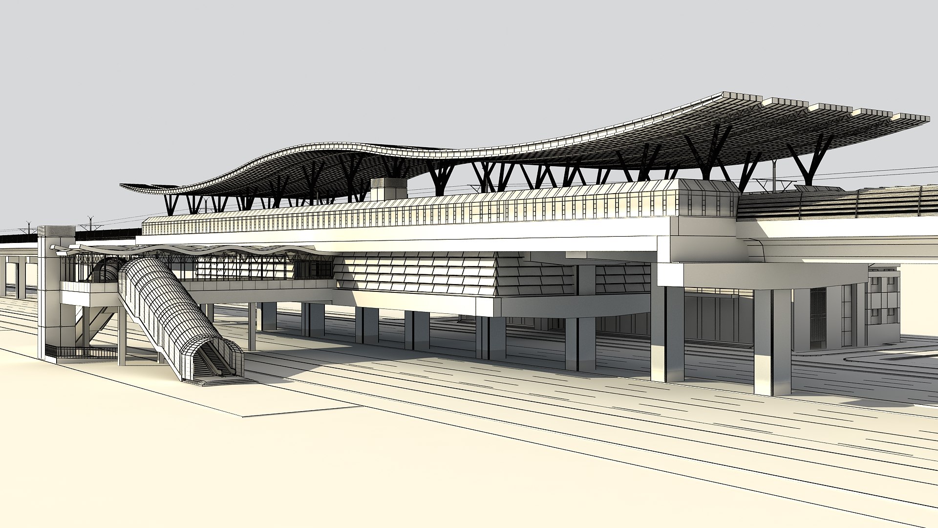 3D Model Light Rail Station 02 - TurboSquid 1720229