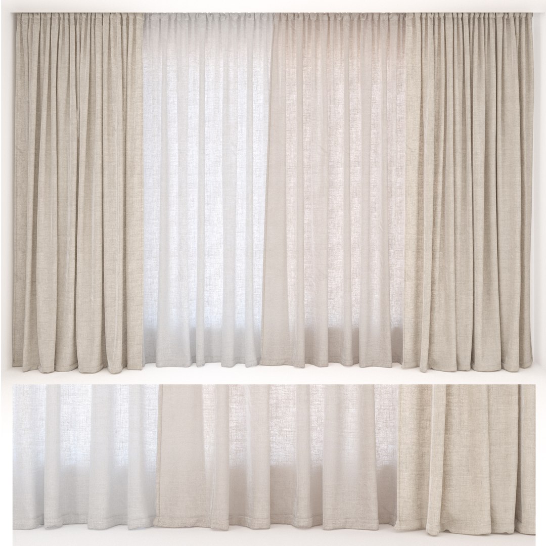 Curtains 43 Linen 3D model - TurboSquid 2156507