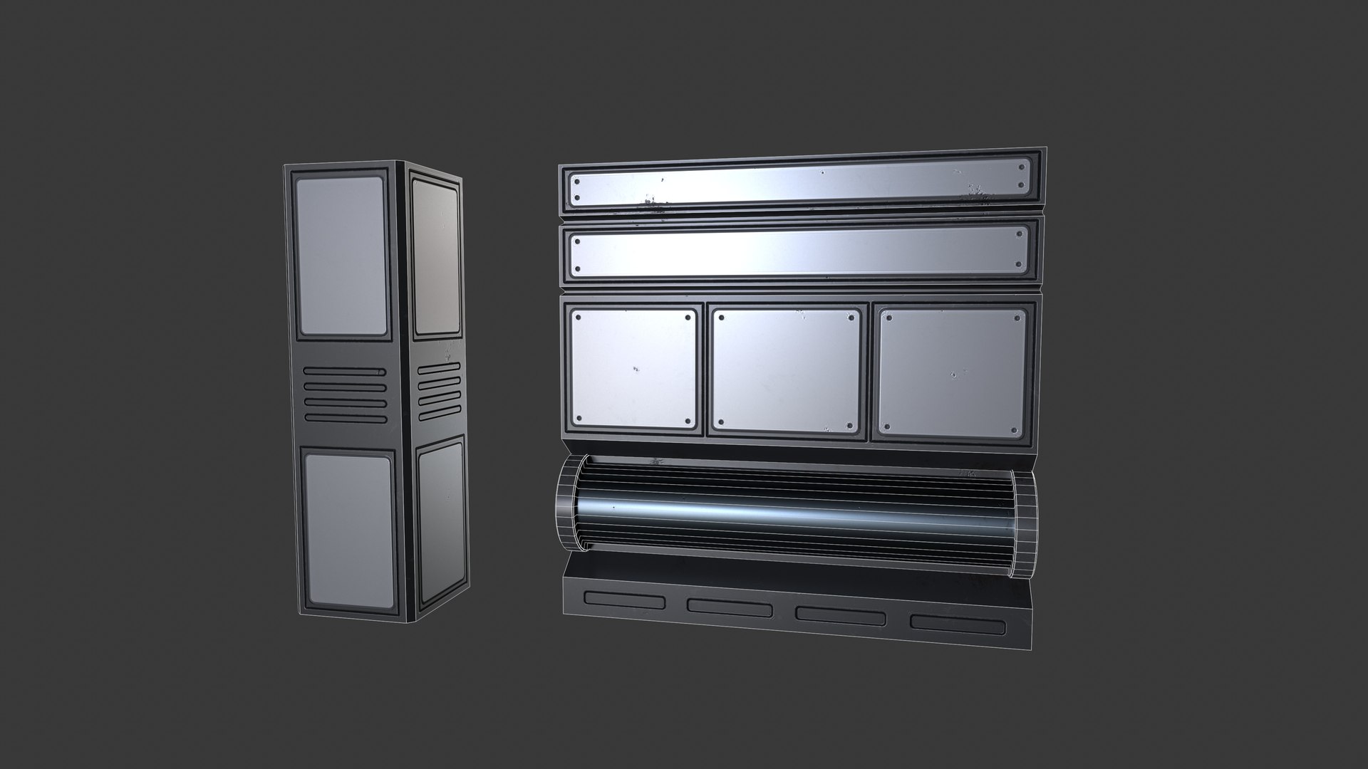 3D Modular Sci Fi Wall And Pillar Low-poly 3D Model - TurboSquid 1748285