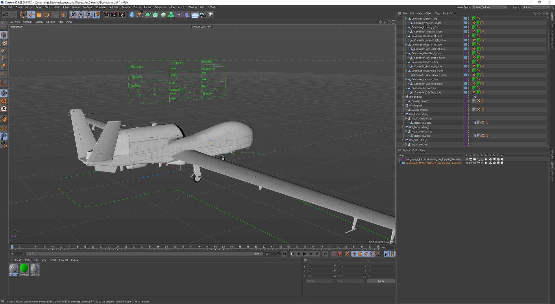3D Long-range Reconnaissance UAV Rigged For Cinema 4D - TurboSquid 2381800