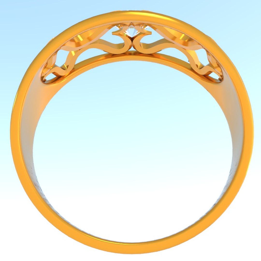 gold diamond ring 3d dxf