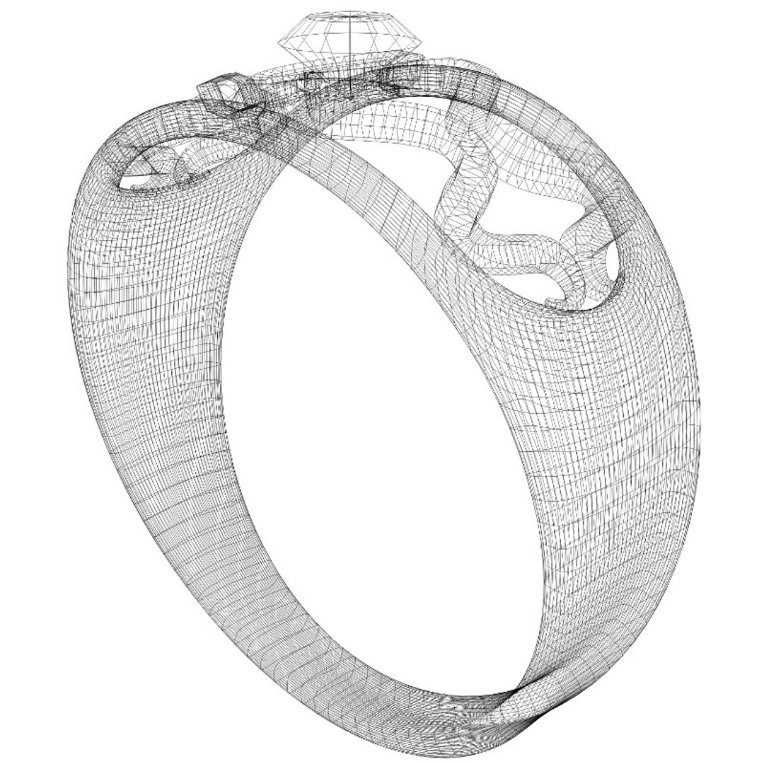 gold diamond ring 3d dxf