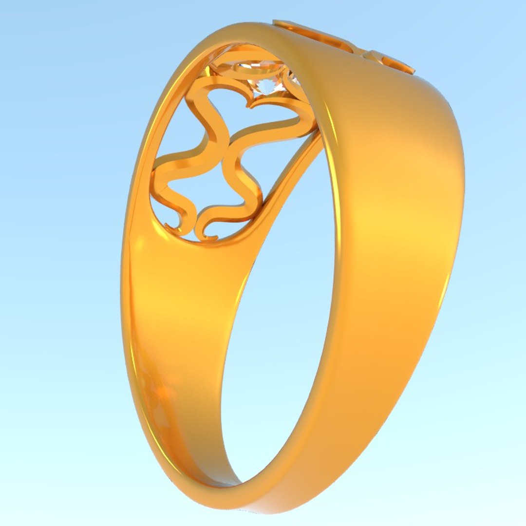 gold diamond ring 3d dxf