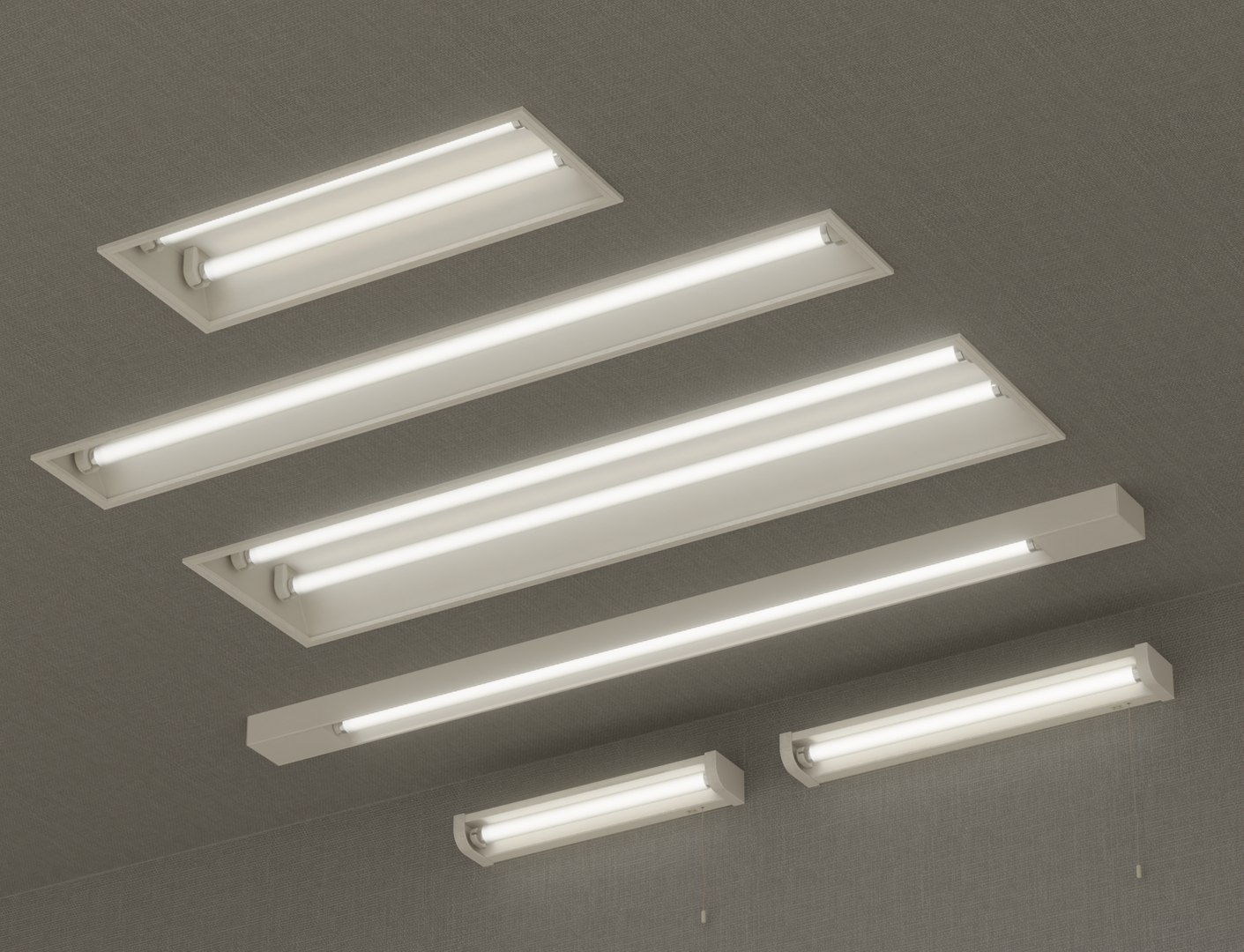 Low-Poly FluorescentLight-2 Model - TurboSquid 2281144