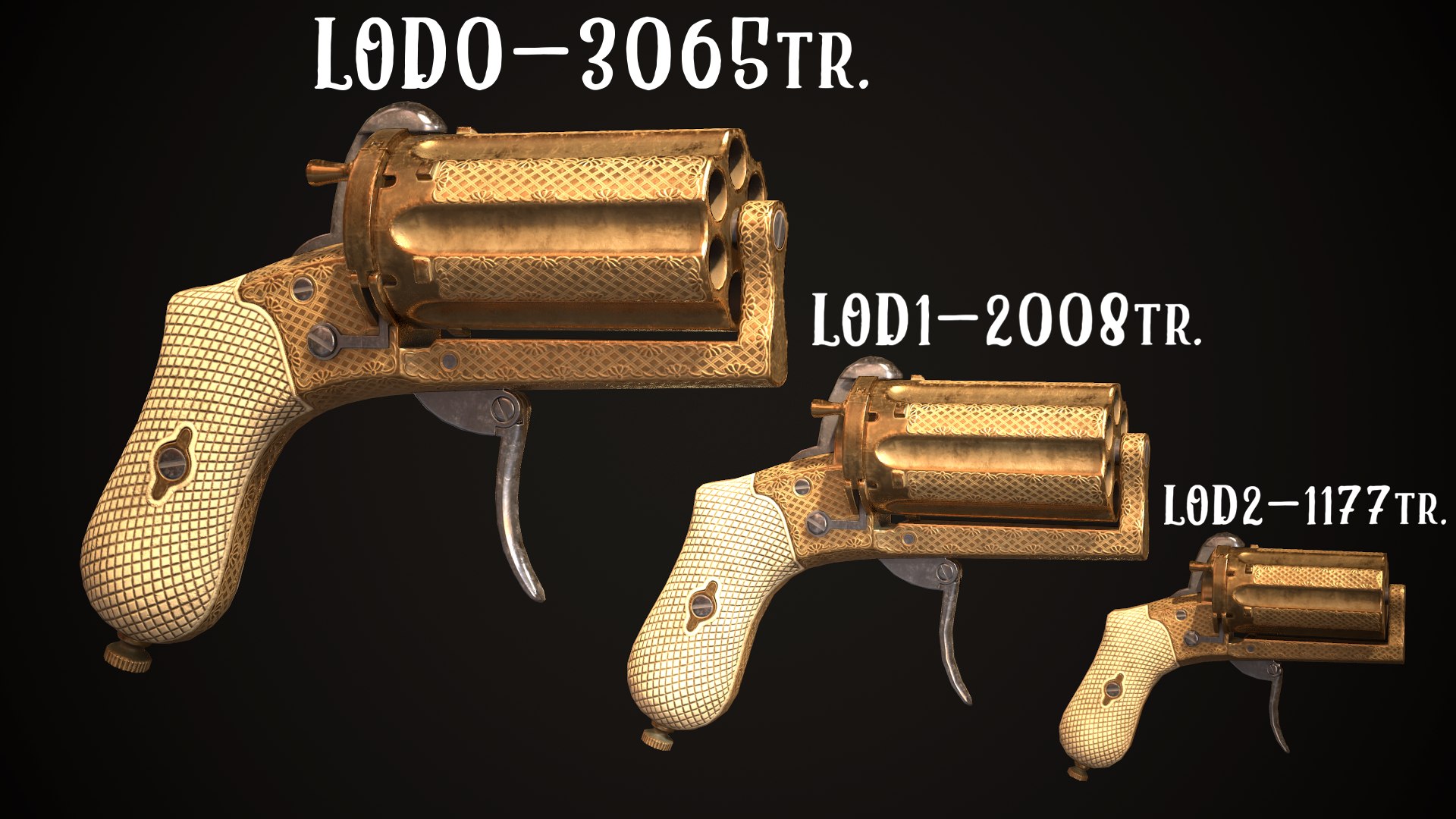 Pepperbox revolver 3D model - TurboSquid 1194849