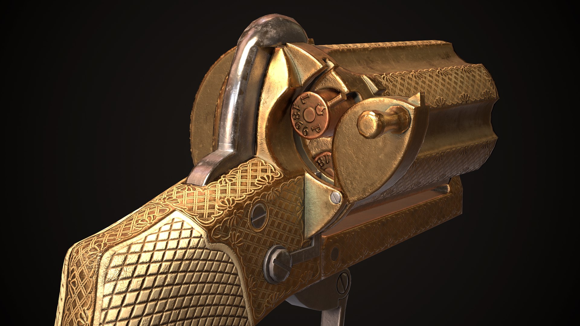 Pepperbox revolver 3D model - TurboSquid 1194849