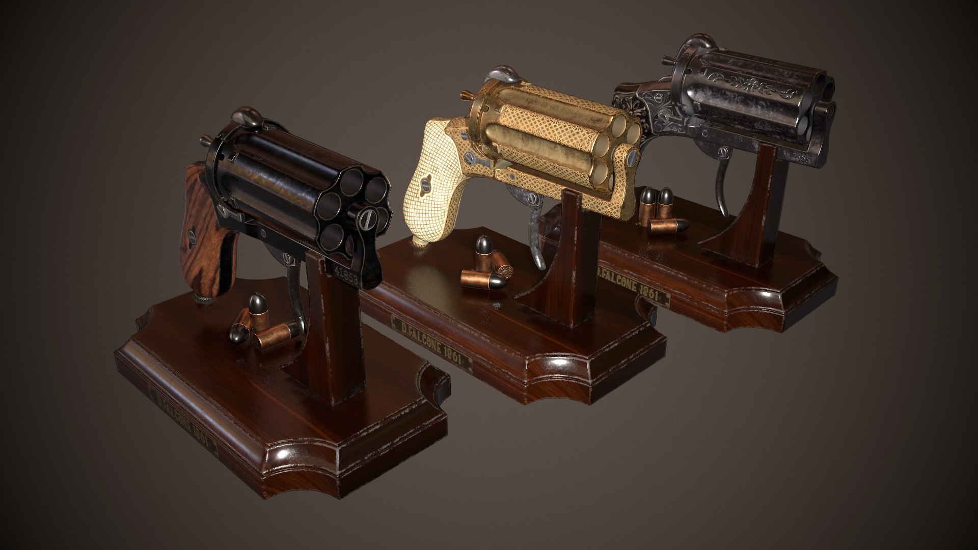 Pepperbox revolver 3D model - TurboSquid 1194849