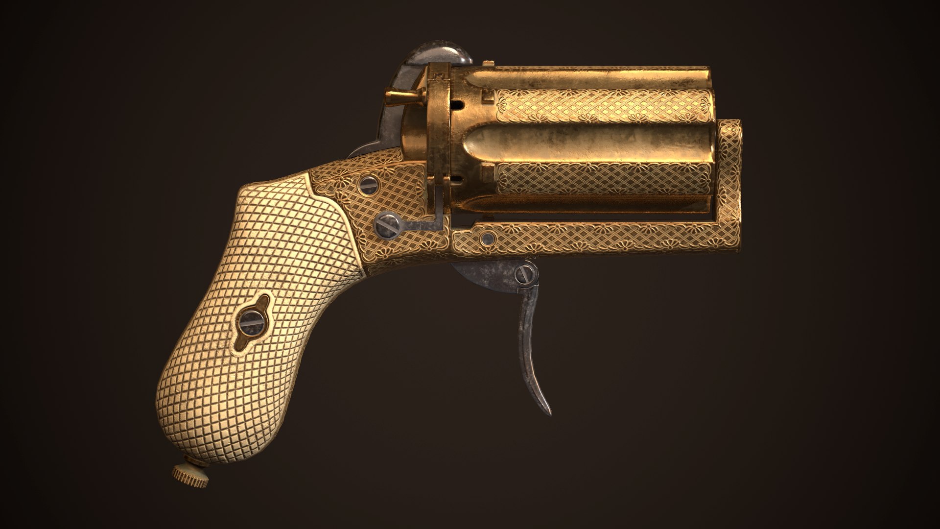 Pepperbox revolver 3D model - TurboSquid 1194849