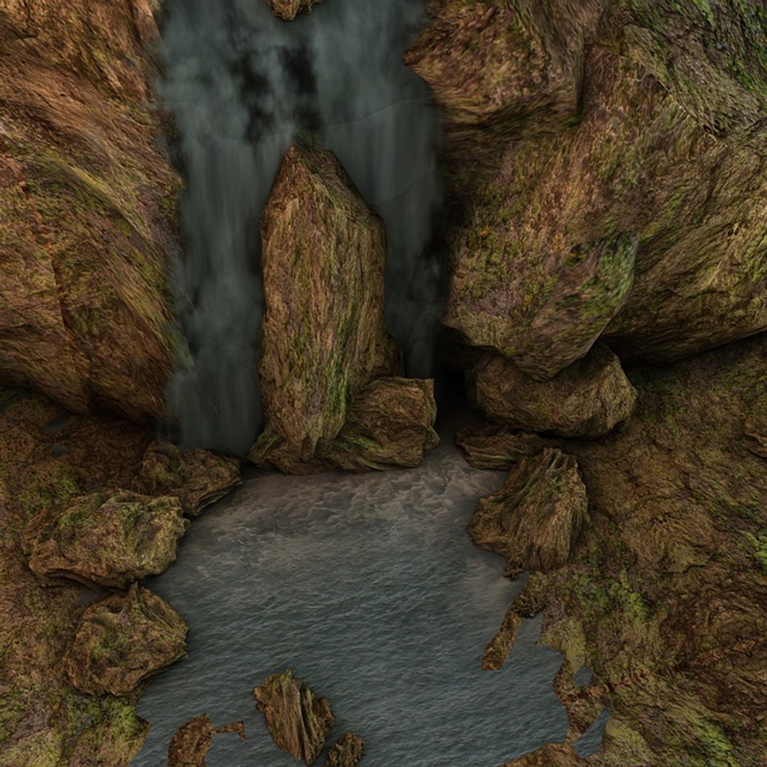 3d Waterfall Rocks