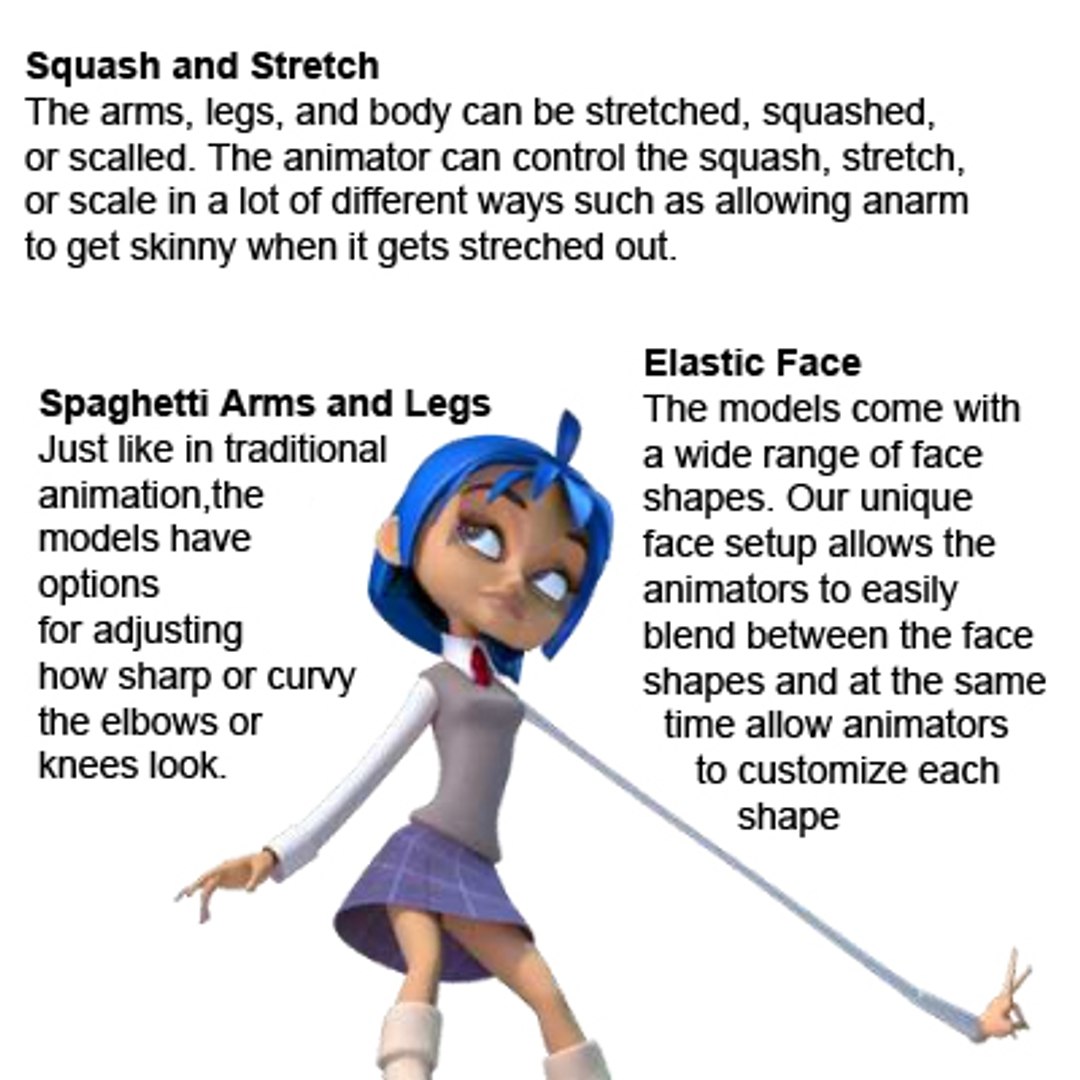 Jill Setup Cartoony Characters 3d Model