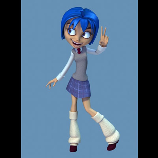jill setup cartoony characters 3d model