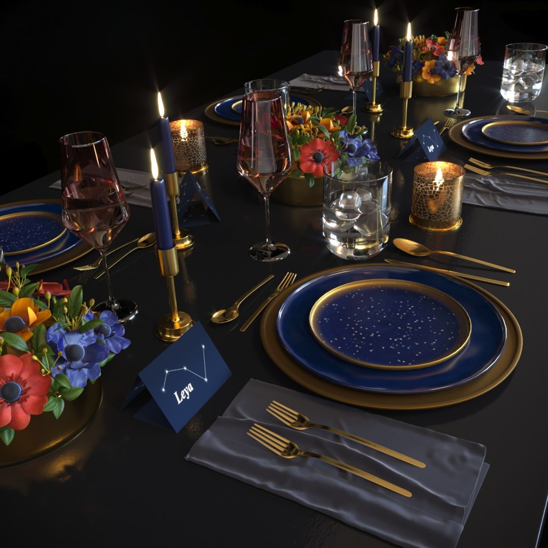 3D Blue Night Table Set Model - TurboSquid 1346213