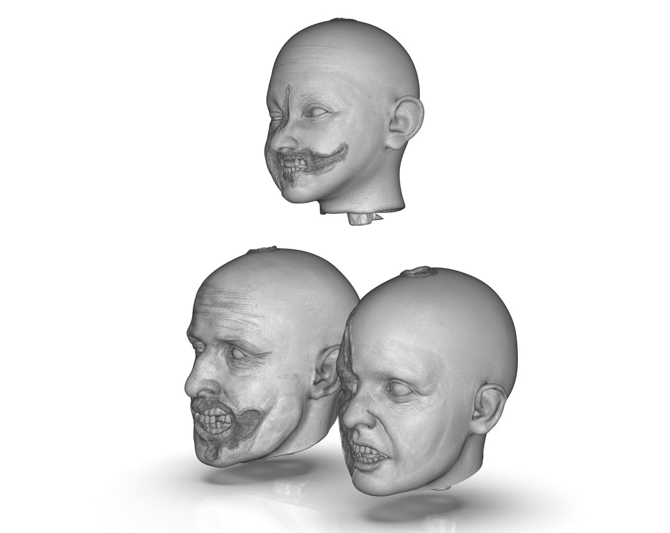 Family Zombie Heads 3D Model - TurboSquid 2416788