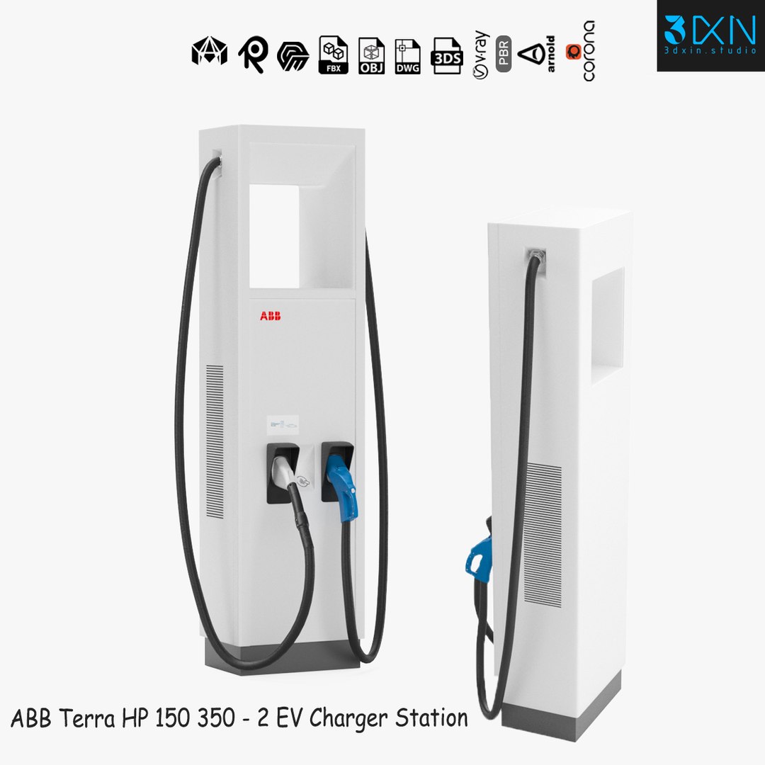 3D ABB Terra HP 150 350 - 2 EV Electric Car Charger Station ...