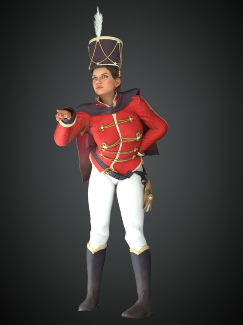 3D Realistic Rigged Napoleon Soldier Woman Character 3D Model model ...