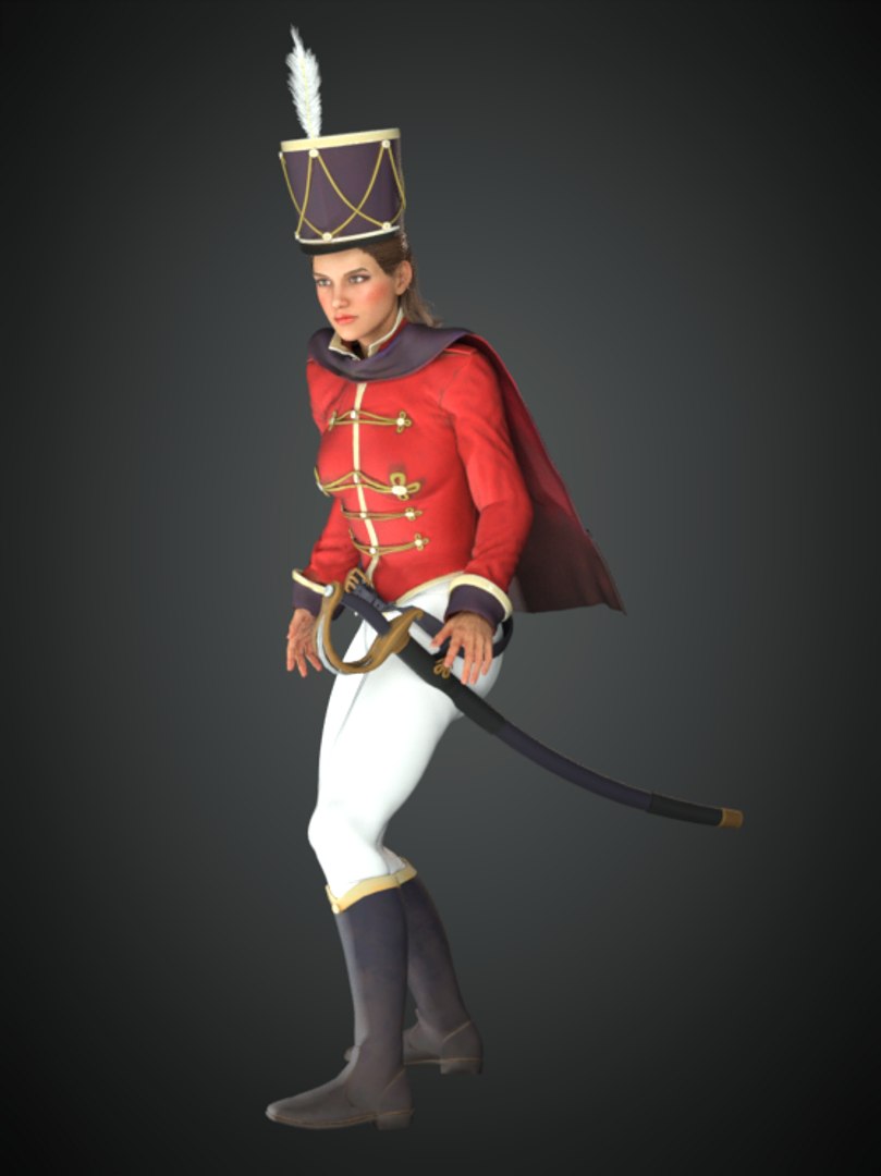 3D Realistic Rigged Napoleon Soldier Woman Character 3D Model Model ...