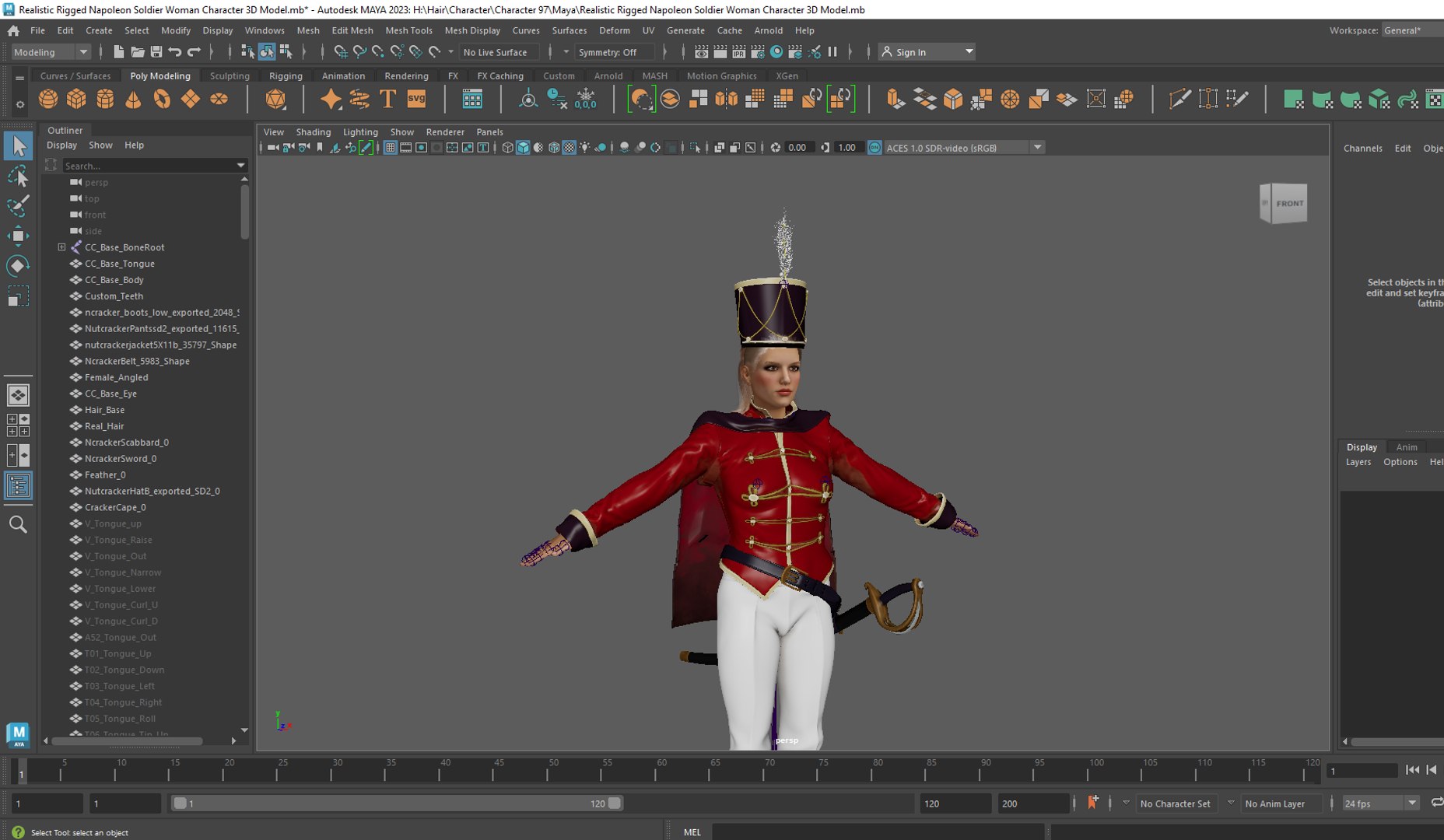 3D Realistic Rigged Napoleon Soldier Woman Character 3D Model model ...
