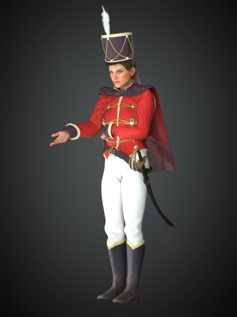 3D Realistic Rigged Napoleon Soldier Woman Character 3D Model Model ...