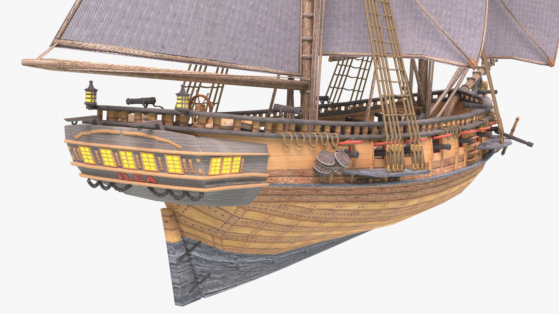 3D Caribbean Brigantine Ship From 17th Century - TurboSquid 1833240