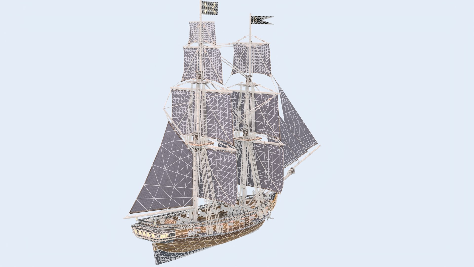 3D Caribbean Brigantine Ship From 17th Century - TurboSquid 1833240
