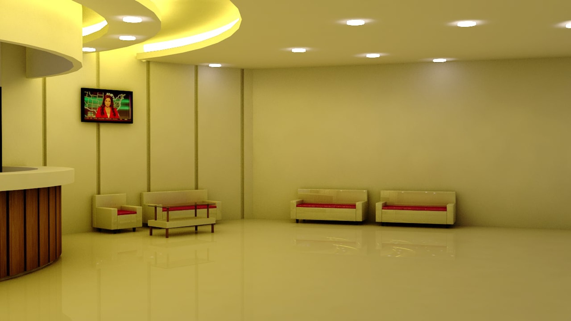 reception hall - 3d max
