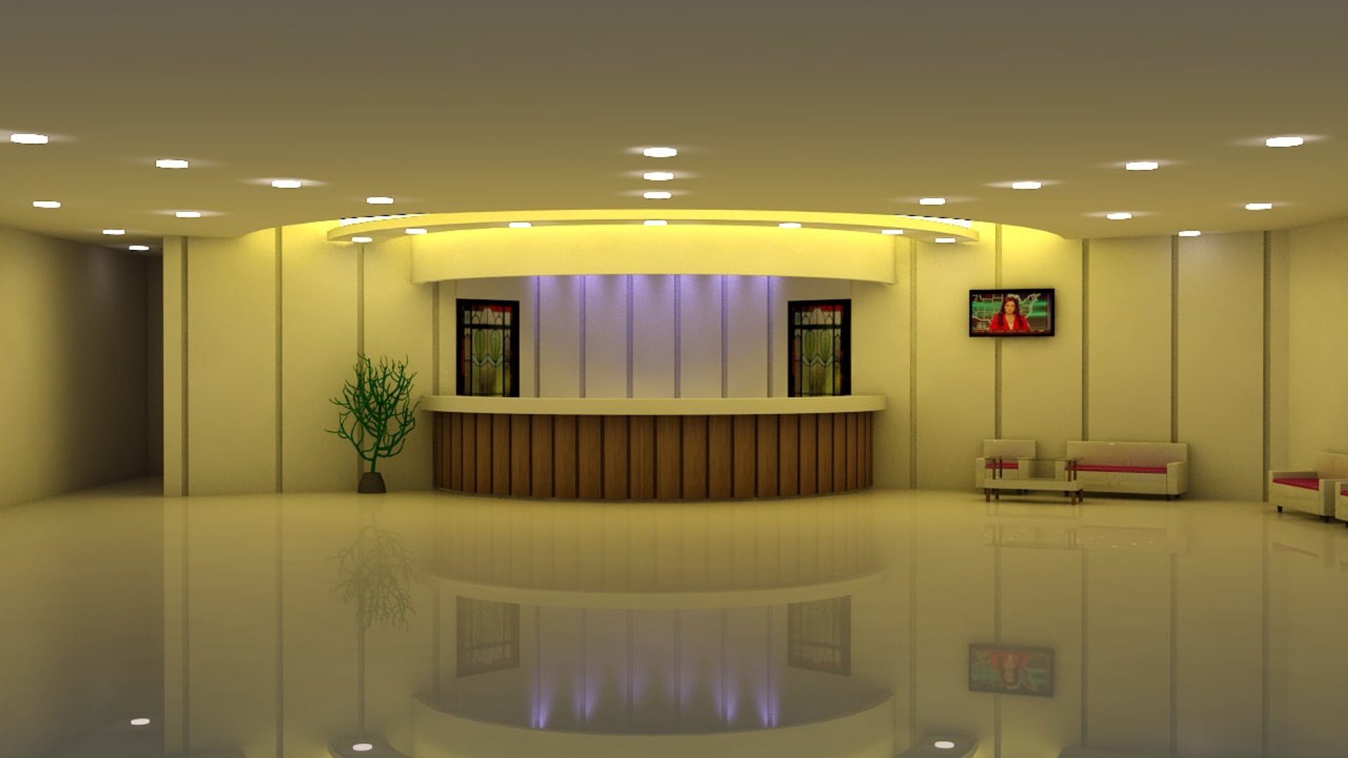 reception hall - 3d max