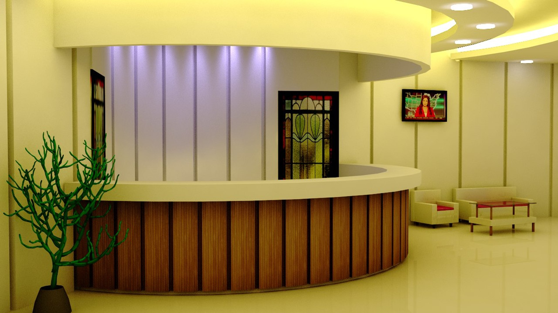 reception hall - 3d max