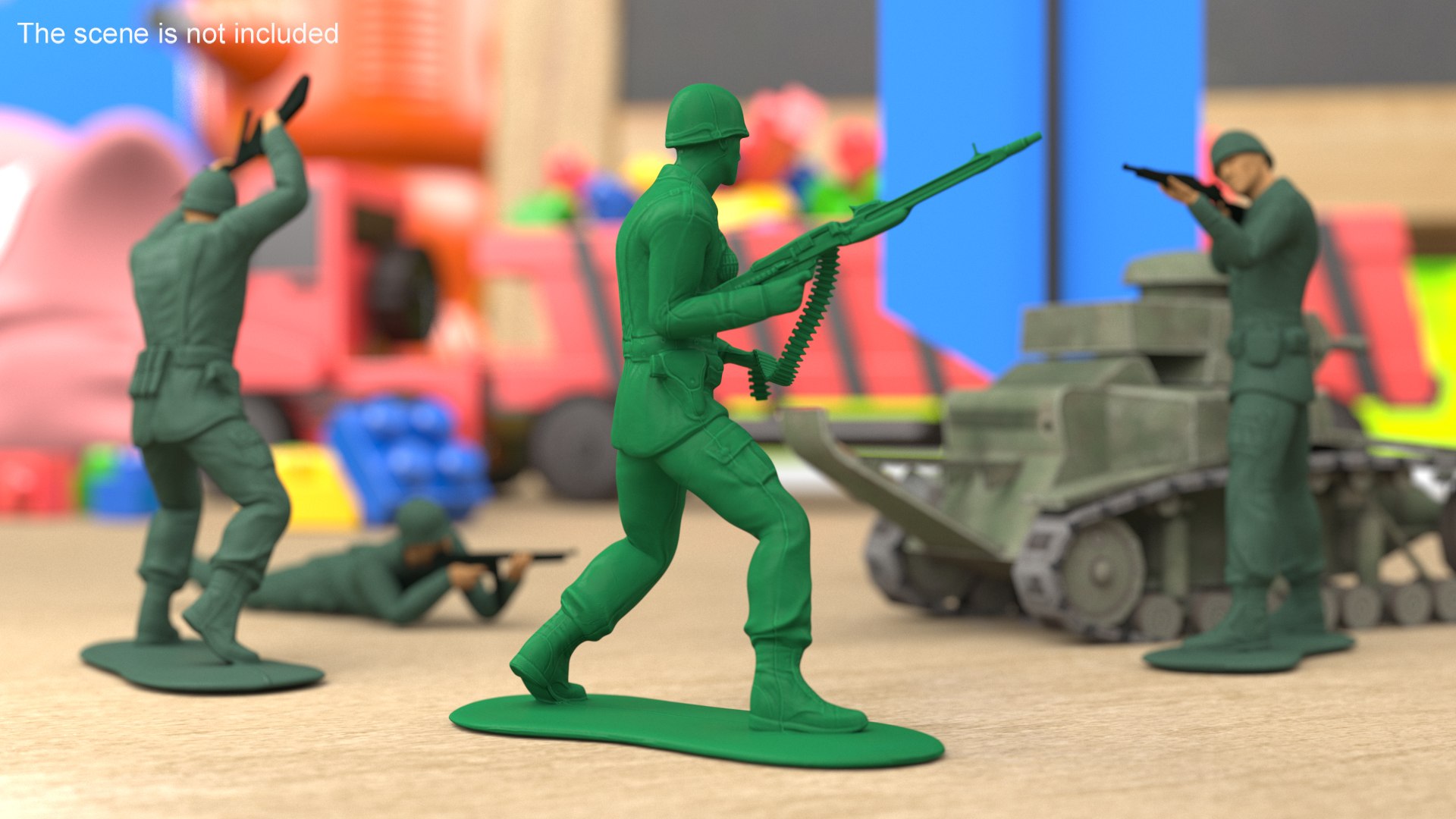 Green Plastic Toy Soldier With Machine Gun 3D Model - TurboSquid 2198572