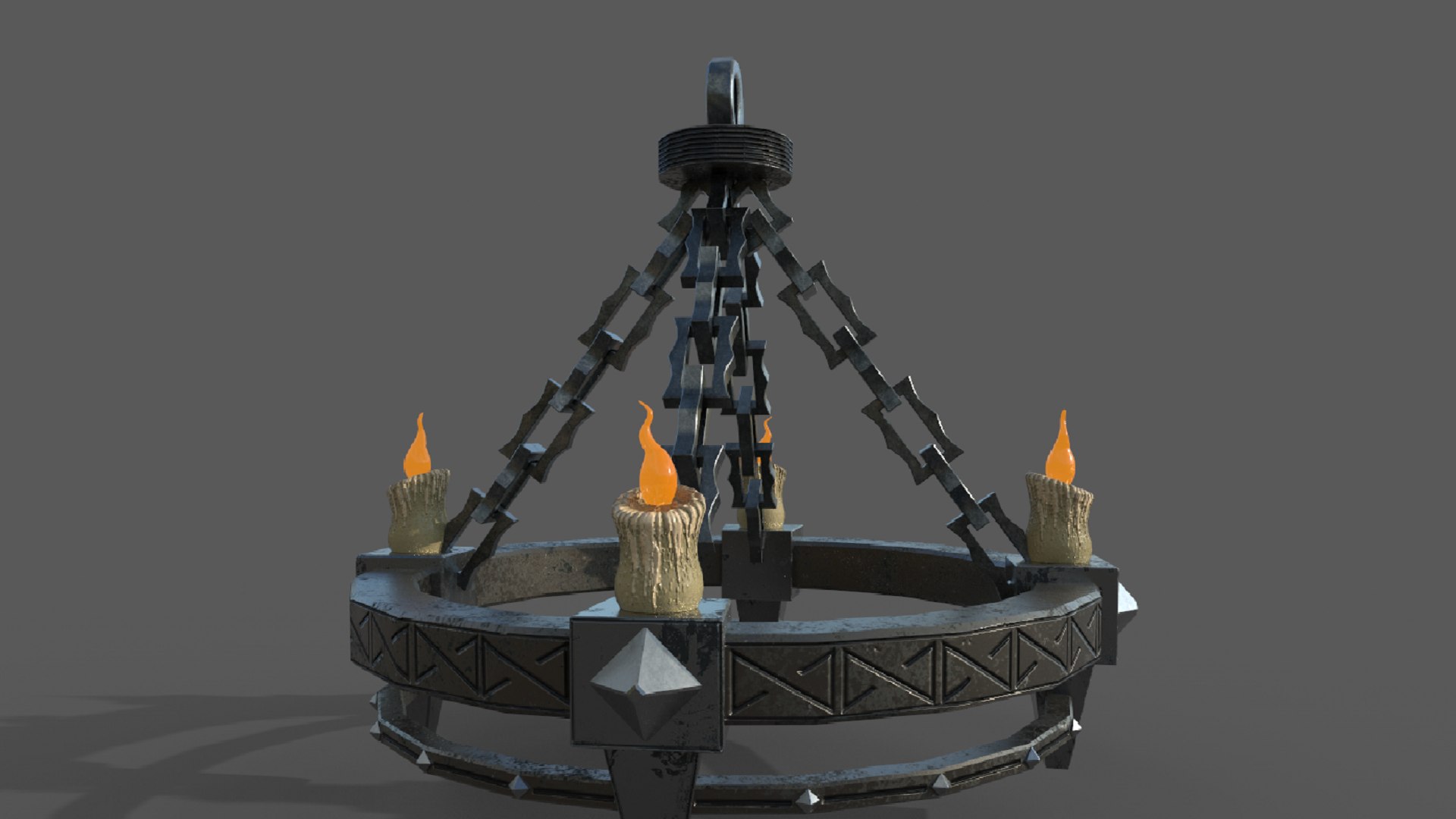 3D Ancient Chandelier PBR Low-poly 3D Model Low-poly 3D Model Model ...