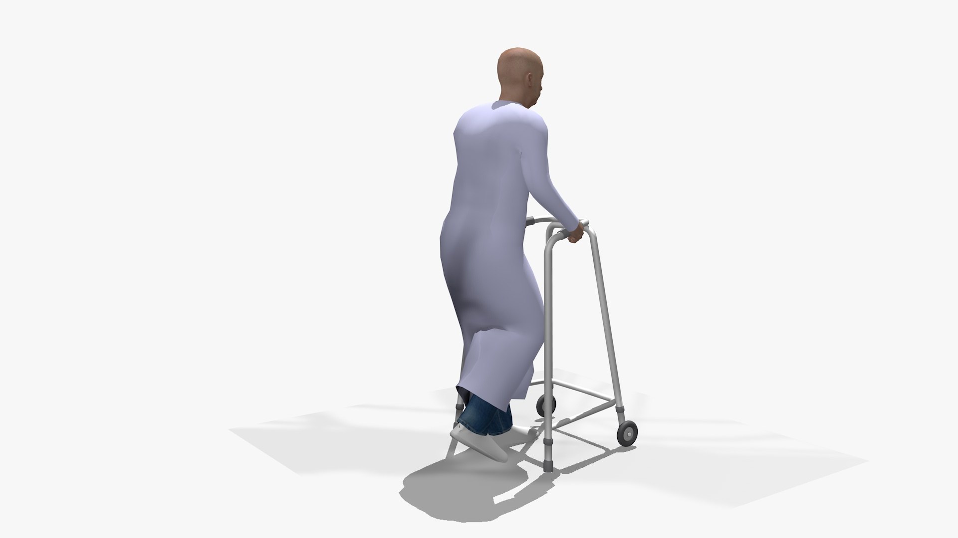 3D Old Man Walking Frame Model - TurboSquid 1611199