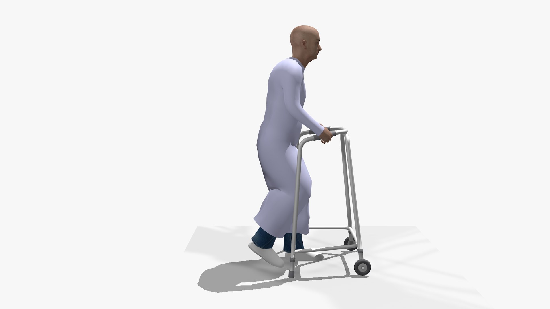 3D Old Man Walking Frame Model - TurboSquid 1611199
