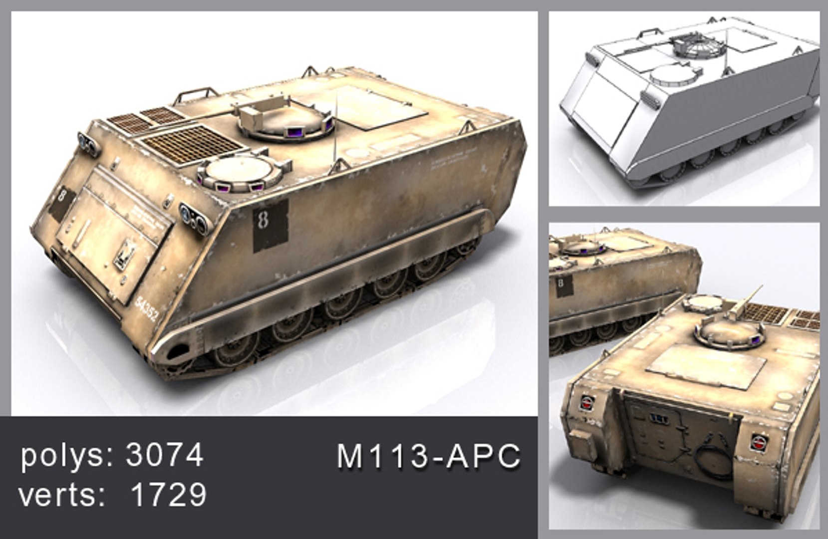 3d Model Tank M113-apc