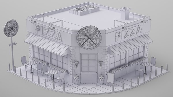 3D model Low Poly Cartoon Pizza Restaurant - TurboSquid 1835648