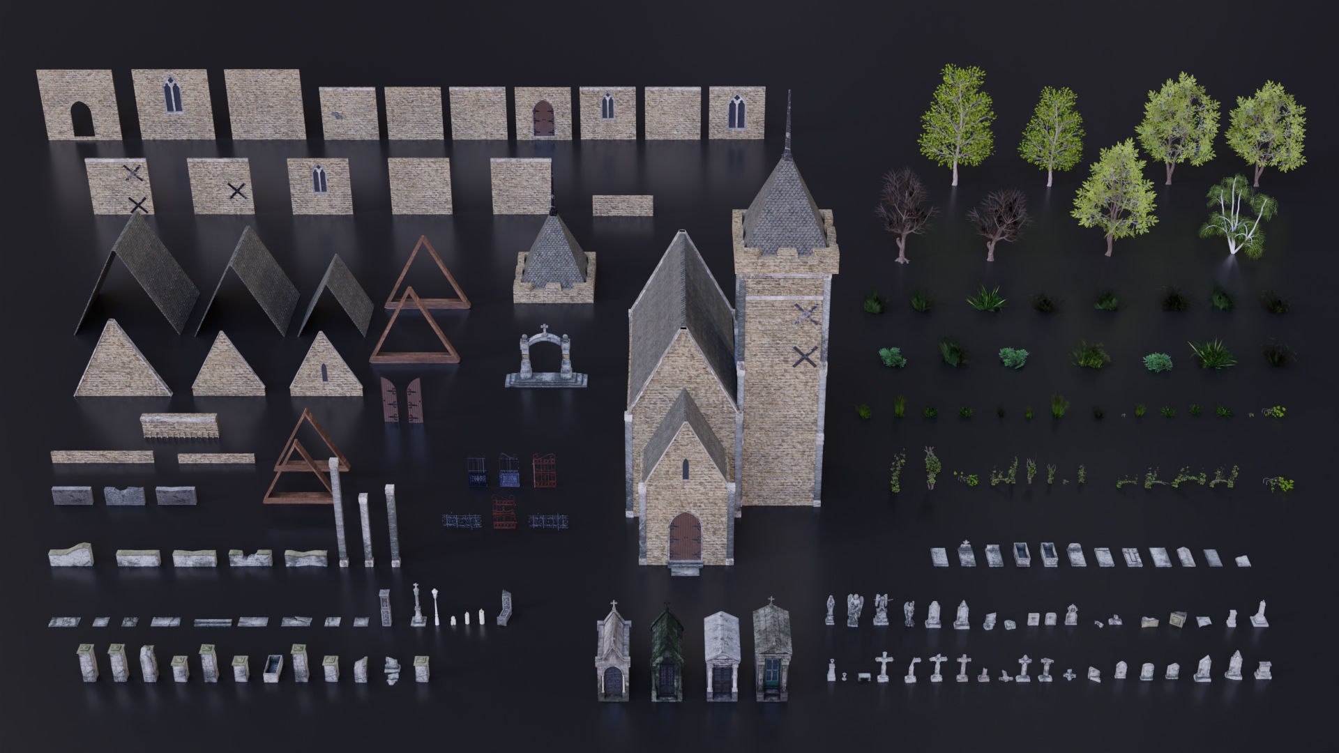 3D Cemetery Pack Model - TurboSquid 1709429