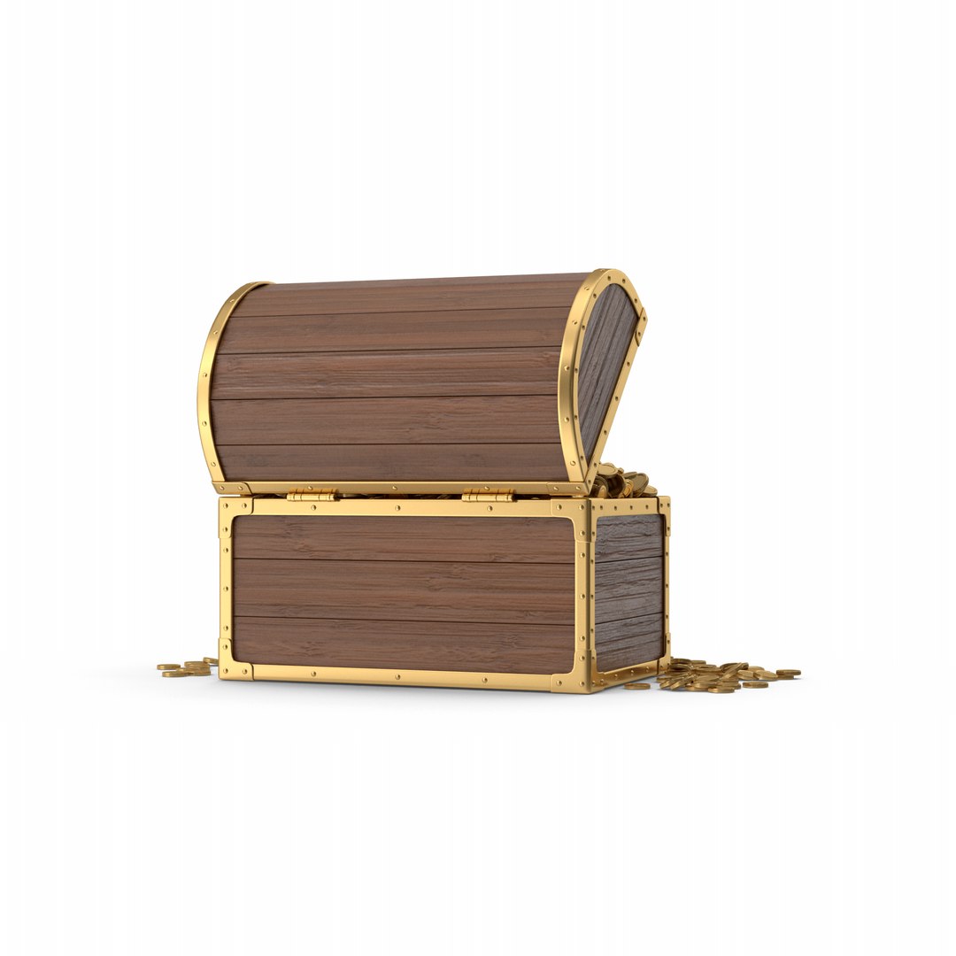 3D model Wooden Chest With Gold Coins - TurboSquid 1989587
