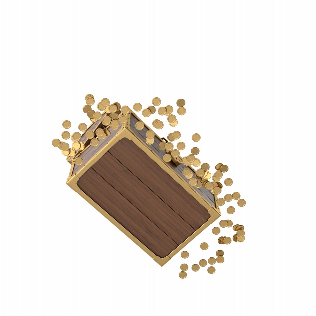 3D model Wooden Chest With Gold Coins - TurboSquid 1989587