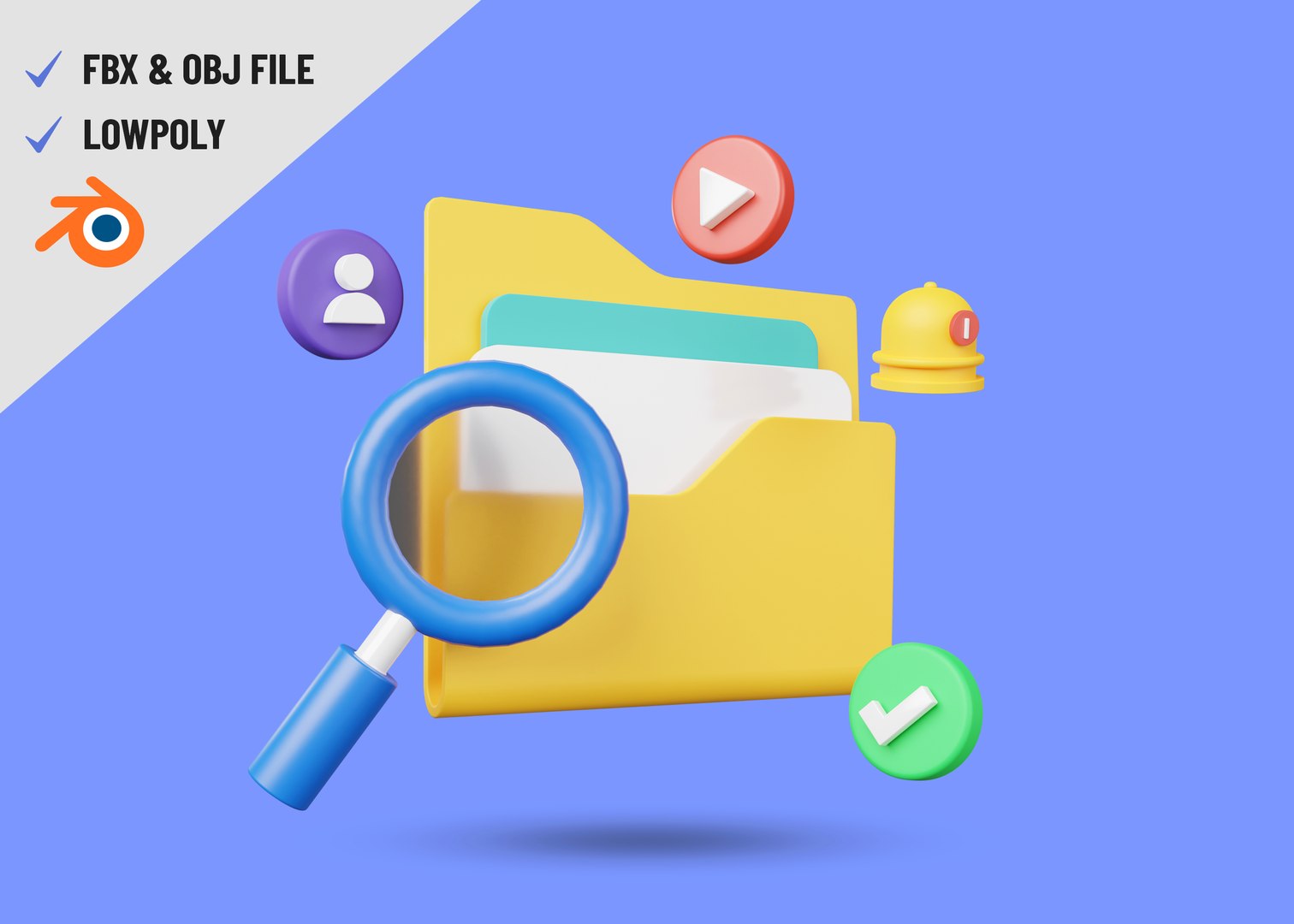 3D Folder Notification 3D Icon Illustration - TurboSquid 2232034