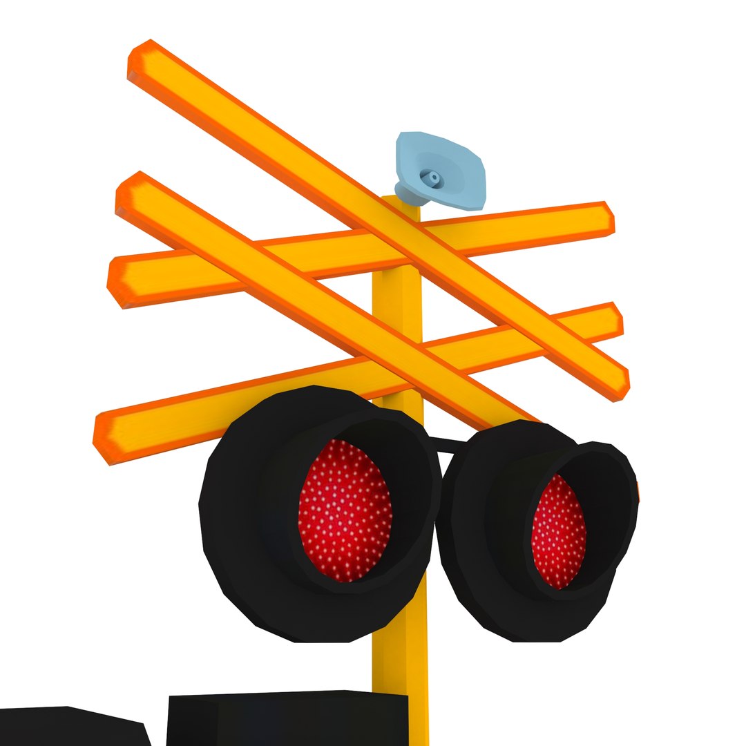 Railroad Crossing Gate And Stop Light Sign 3D - TurboSquid 1754719