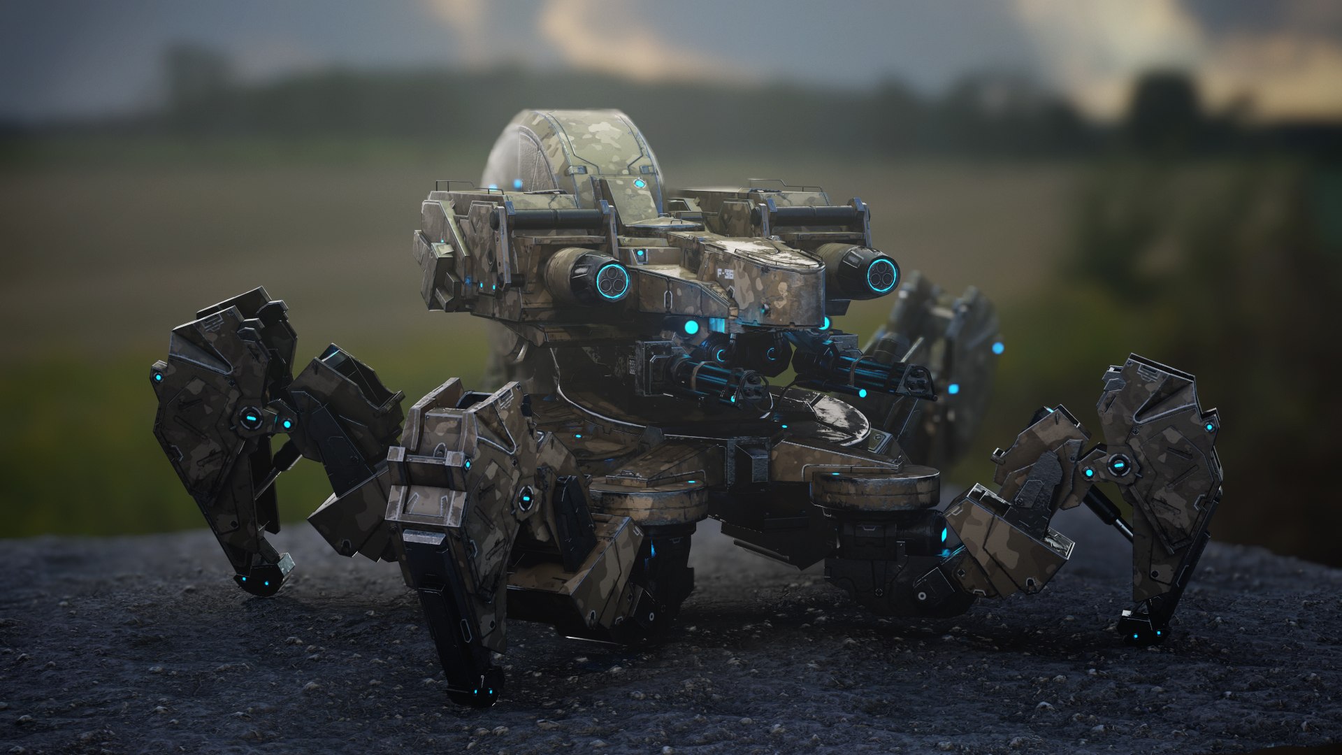 Spider Tank Mech Rigged Max