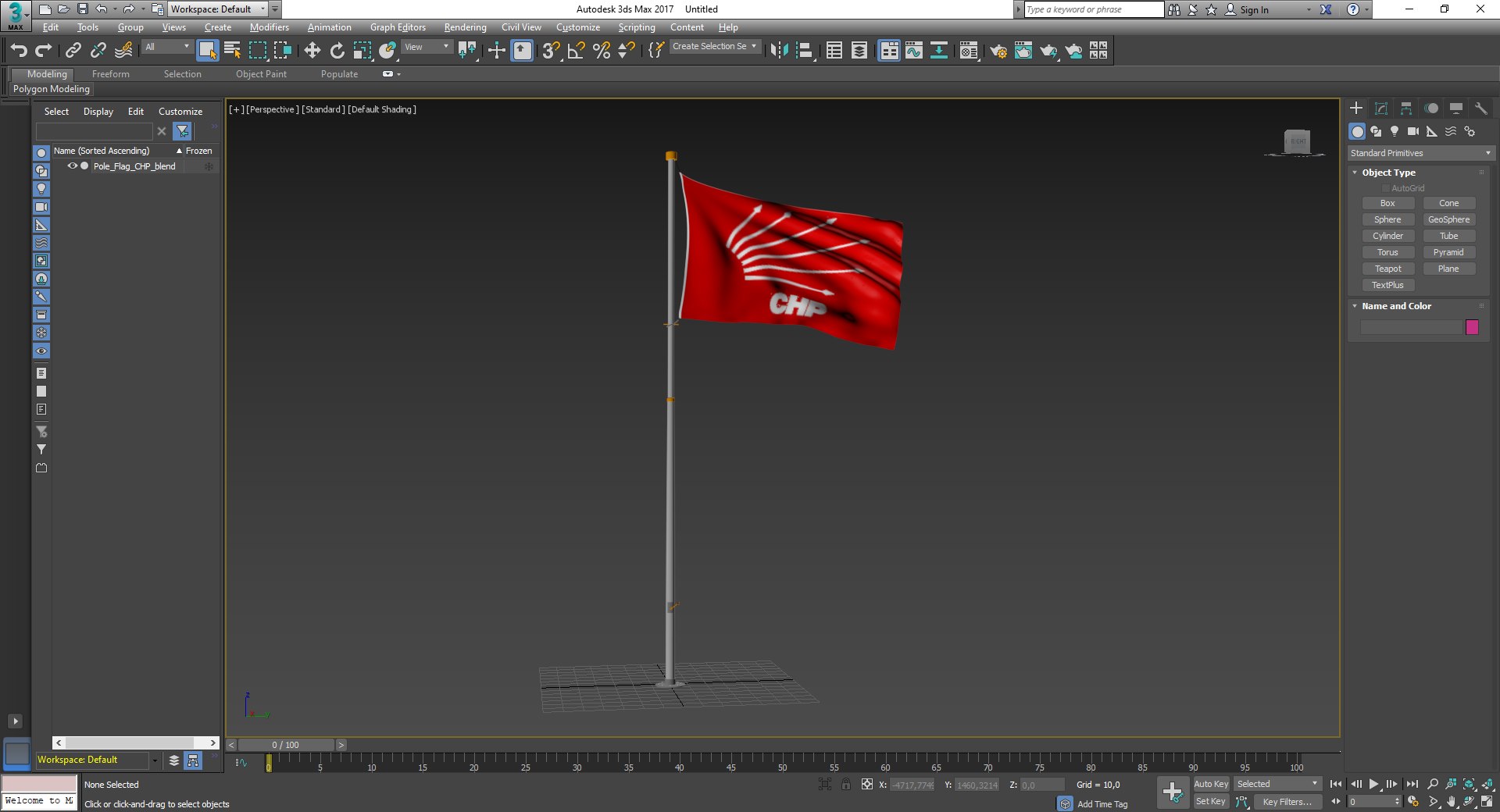 3D Pole Flag CHP Republican Peoples Party Model - TurboSquid 2211249
