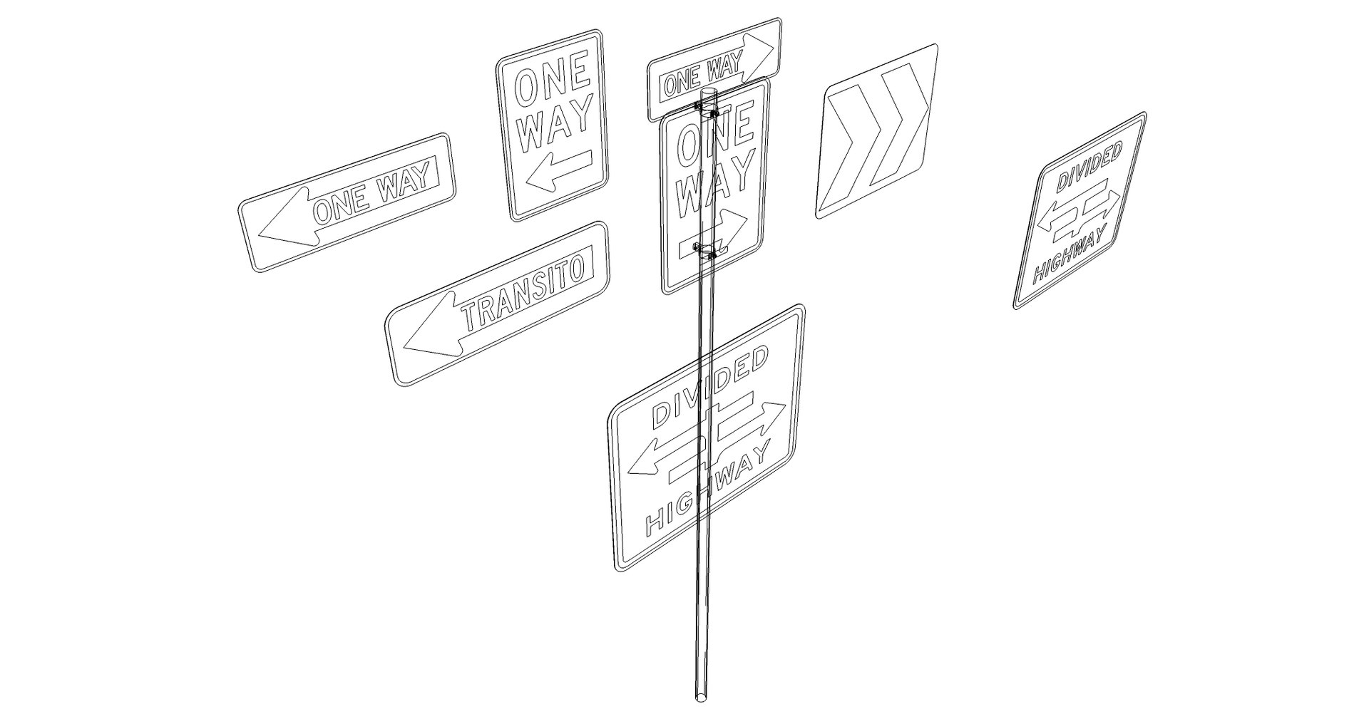 Road Sign Series Way 3D Model - TurboSquid 1383169