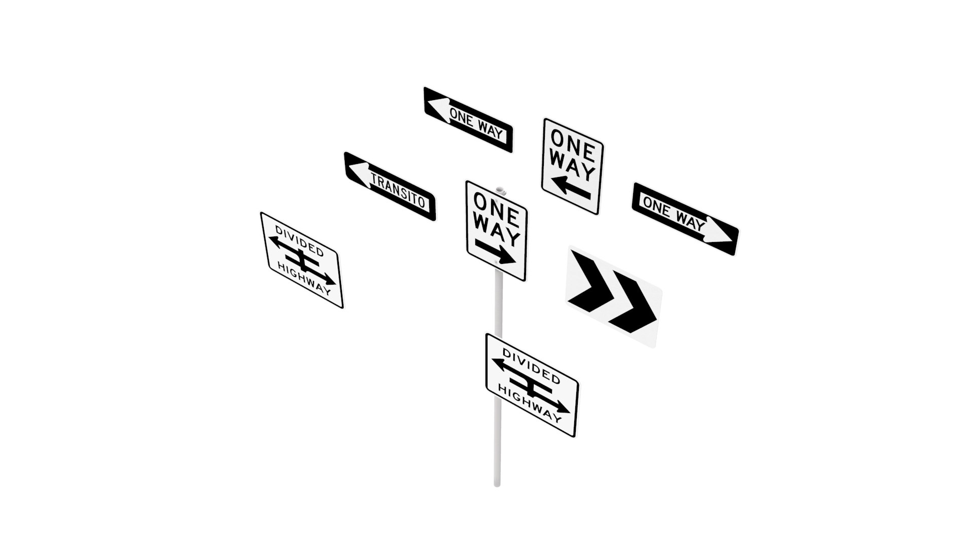 Road Sign Series Way 3D Model - TurboSquid 1383169