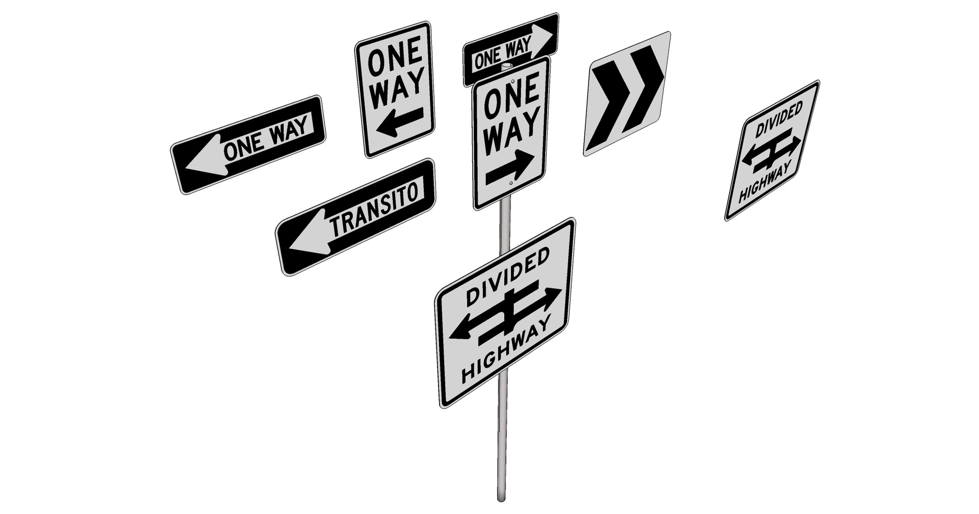 Road Sign Series Way 3D Model - TurboSquid 1383169