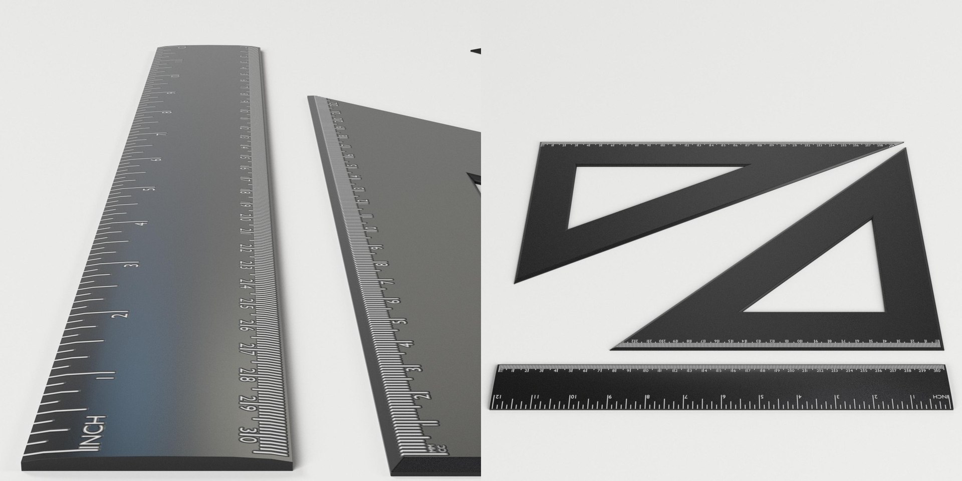 Set Drafting Ruler Square 3D Model - TurboSquid 1343389