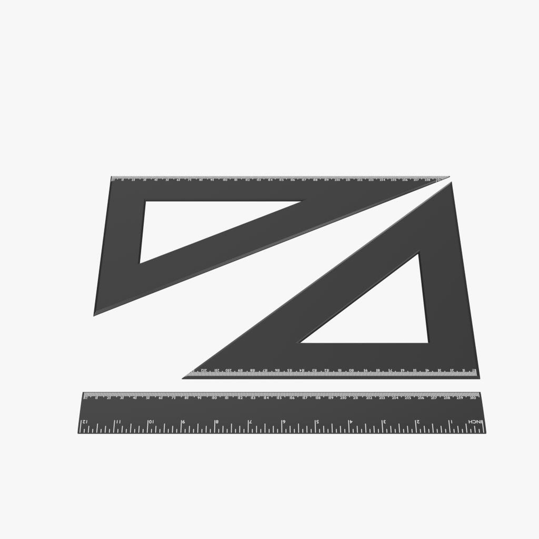 Set Drafting Ruler Square 3D Model - TurboSquid 1343389