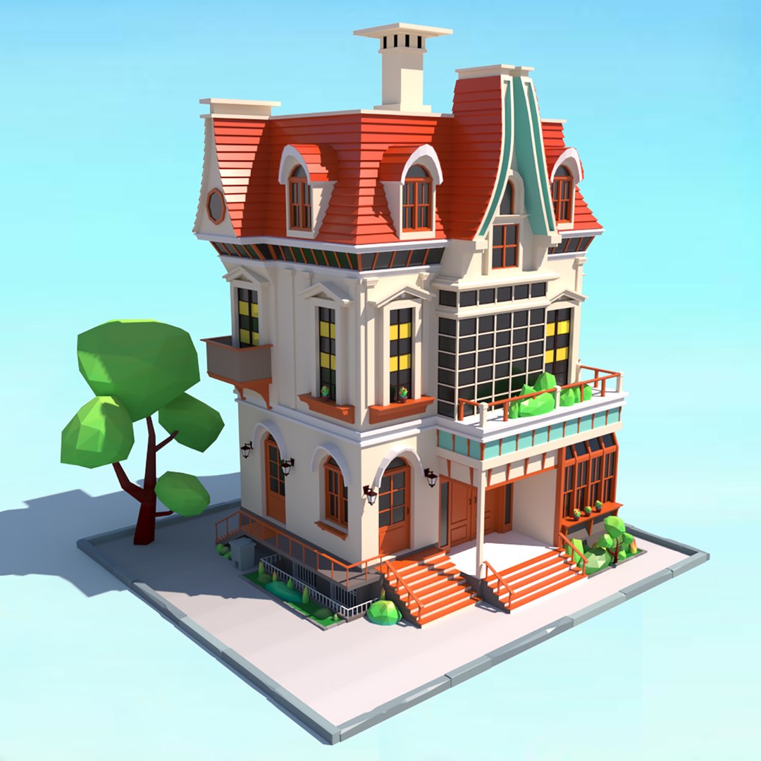 Stylized Beautiful Street Town House Model - TurboSquid 2083980